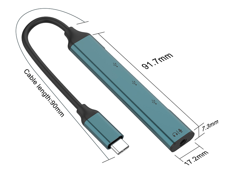 USB-C 3 Port USB Hub Audio Jack, Connect New Laptop USB Type-C, USB2 ...